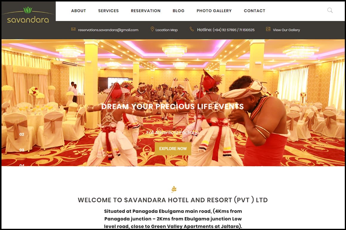 Savandara Hotel web site build by wordpress platform.